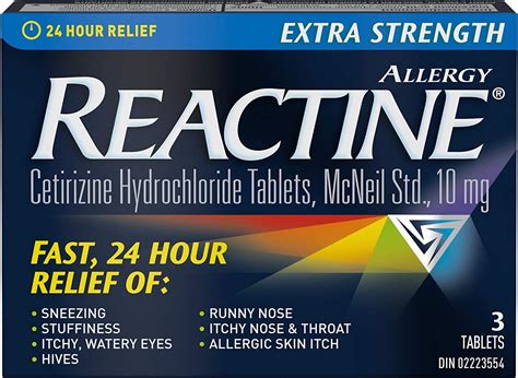 Reactine Extra Strength Antihistamine Tablets 10mg 24 Hour Relief Allergy Medicine 3 Count