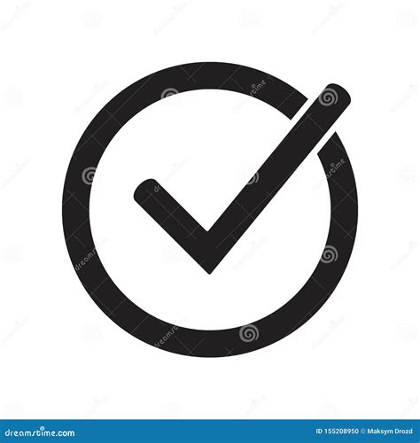 Black Tick Icon Vector Symbol Checkmark Isolated On White Background