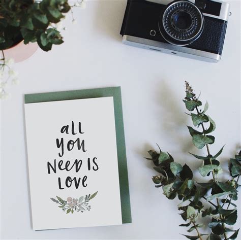 All You Need Is Love Wedding Anniversary Engagement Greeting Card Etsy