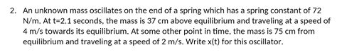 Solved An Unknown Mass Oscillates On The End Of A Spring