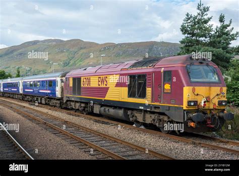 A Class 67 Diesel Locomotive In Ews Livery Hauling The Caledonian