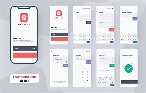 Variations Of Login Screens In Material Design Ui Ux And Gui Layouts Vector Mock Up Protection