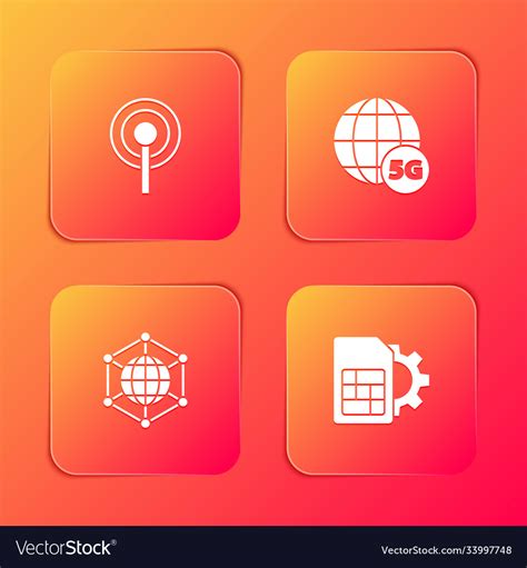 Set Antenna 5g Network Social And Sim Card Vector Image