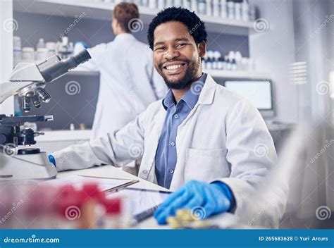portrait scientist or black man with research in laboratory tablet or