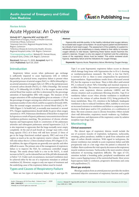 Pdf Acute Hypoxia An Overview