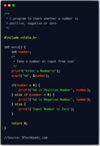 C Program To Check Whether A Number Is Positive Negative Or Zero BTech Geeks