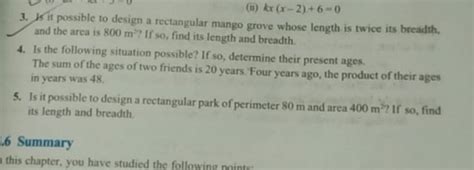 3 15 It Possible To Design A Rectangular Mango Grove Whose Length Is Twi