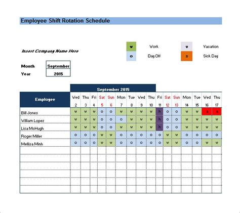 Rotating Schedule Template