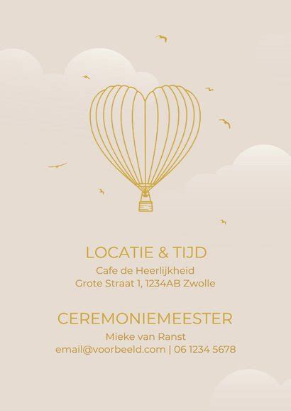 Originele Beige Trouwkaart Met Gouden Kaartje2go