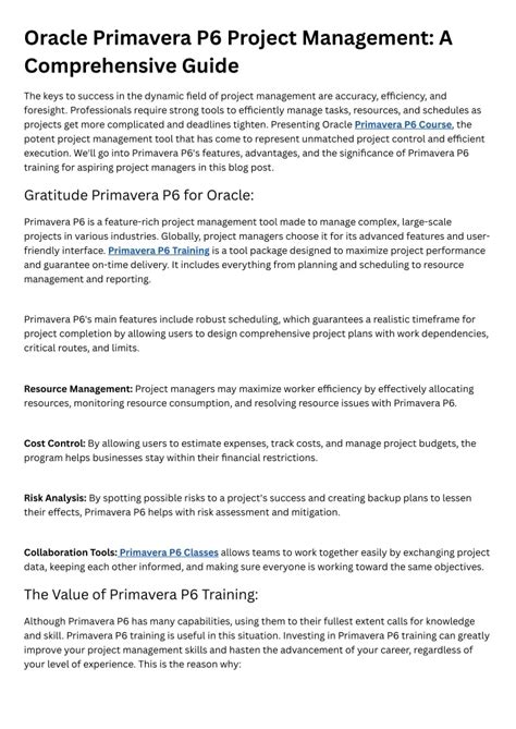 Ppt Oracle Primavera P6 Project Management A Comprehensive Guide