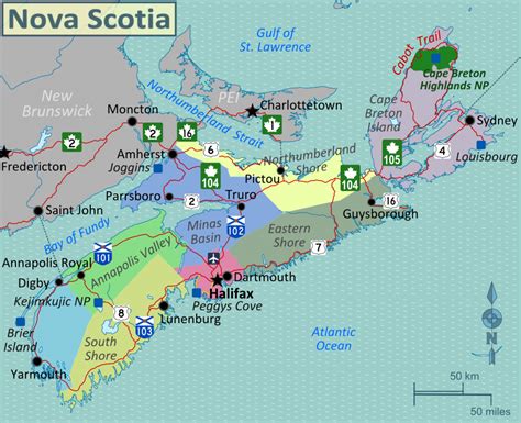 Printable Tourist Map Of Nova Scotia