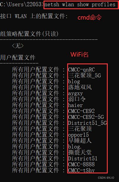 【学习笔记】利用cmd命令查看所有连接过的wifi及其密码（超简洁，快速上手）cmd查看wifi密码 Csdn博客