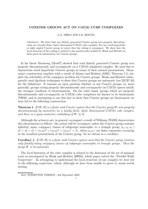 pdf coxeter groups act on cat 0 cube complexes