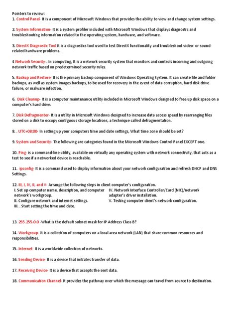 pointers to review pdf computer network internet