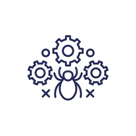 Debugging And Testing Line Icon With A Bug Stock Vector Illustration Of Virus Gear