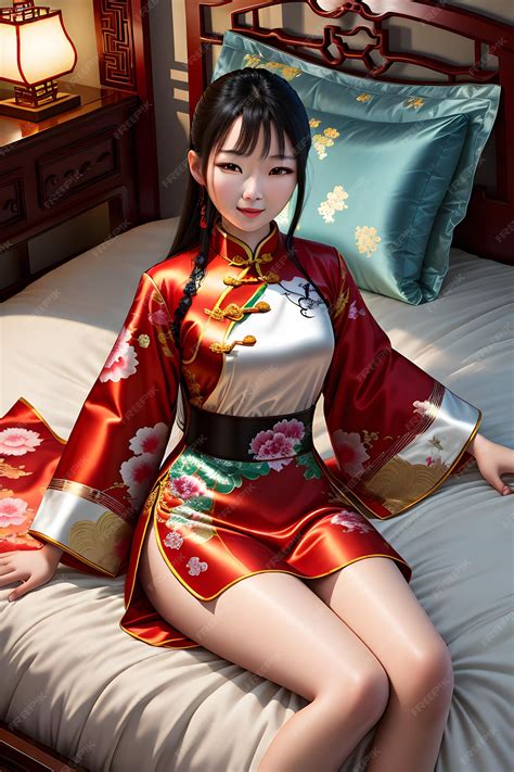 Premium Ai Image Cute Asian Woman In Bed Ai Generative