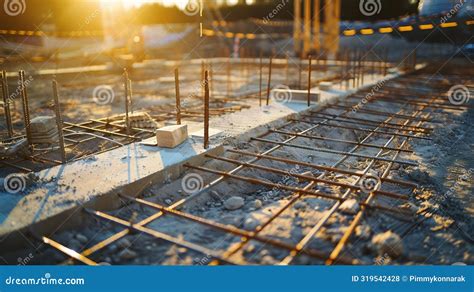 Generative Ai Foundation Layout In A Construction Site Marked In White Onsite Layout Of Isolated