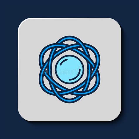 Filled Outline Atom Icon Isolated On Blue Background Symbol Of Science Education Nuclear