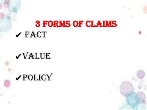 The Six Most Common Types Of Claim Are Fact Definition Value Cause