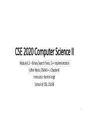 CSE 2020 Module 6 2 Pdf CSE 2020 Computer Science II Module 6 2 Binary Search Trees C