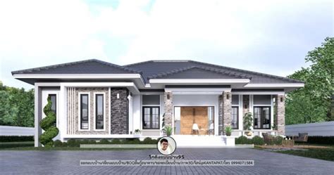 P 1382 บ้านปั้นหยาคอนเทม แบบบ้านชั้นเดียว บ้านสมัยใหม่ 3 ห้องนอน