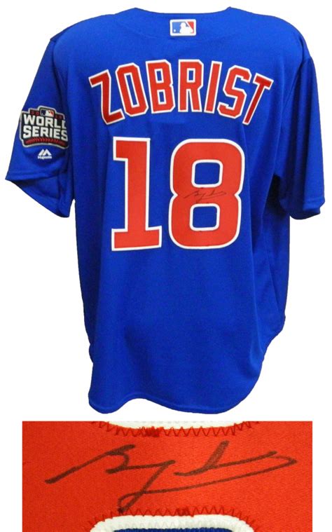Ben Zobrist Signed Cubs 2016 World Series Jersey Schwartz Coa Barnebys