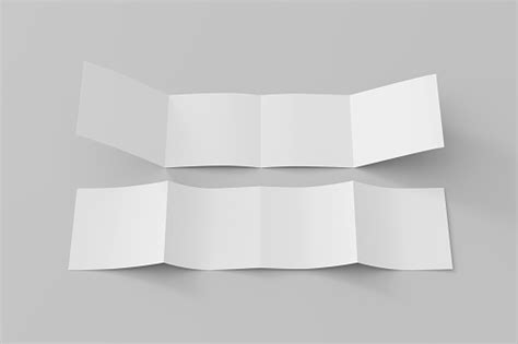 스퀘어 더블 게이트 접이식 브로셔 패널 4개 8페이지 빈 전단지 프리젠 테이션 디자인을 위해 흰색 배경에 대해 모의 전면 및 후면 0명에 대한 스톡 사진 및 기타 이미지