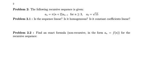 solved problem 2 the following recursive sequence is given