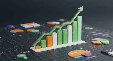 analyzing growing bar chart with arrow for data visualization stock