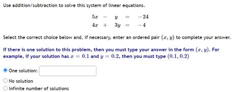 solved use addition subtraction to solve this system of