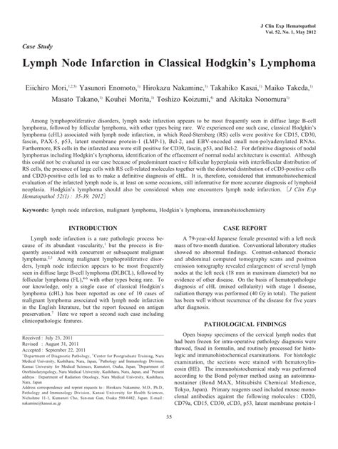 Pdf Lymph Node Infarction In Classical Hodgkins Lymphoma