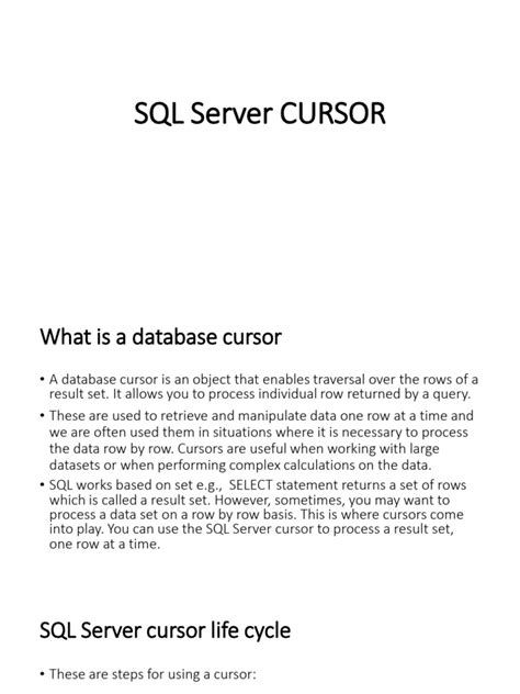 Chapter 07d Sql Server Cursor Pdf Information Science