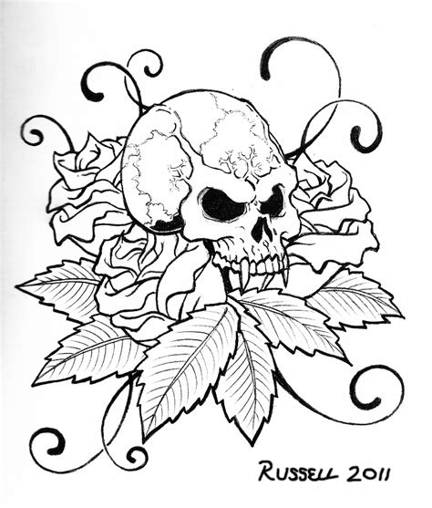 Skull And Roses Coloring Pages At Free Printable