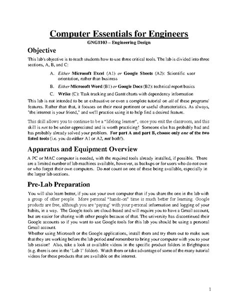 Computer Lab Objectives F22 Computer Essentials For Engineers Gng1103