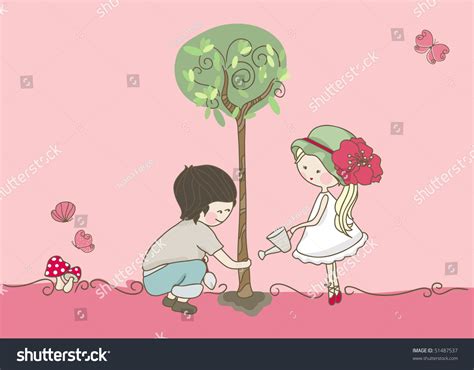 Babe Girl Planting Tree Stock Vector Royalty Free 51487537 Shutterstock