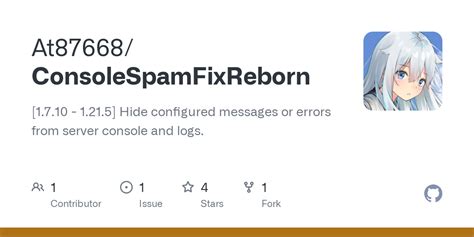 GitHub At ConsoleSpamFixReborn Hide Configured Messages Or Errors From