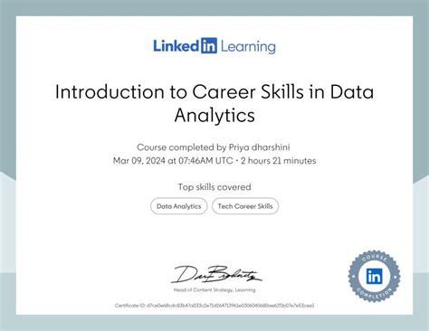 Priya Dharshini On Linkedin Certificate Of Completion