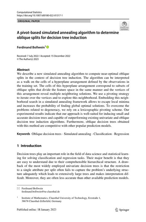 Pdf A Pivot Based Simulated Annealing Algorithm To Determine Oblique