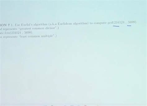 Solved ON Use Euclid S Algorithm A Kaa Euclidean Chegg