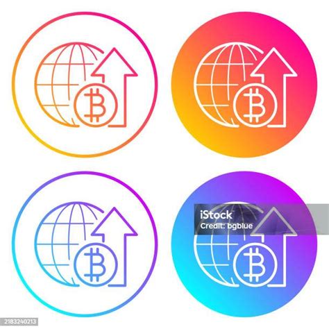 Bitcoin Rate Increase Round Icons With Color Gradients Stock