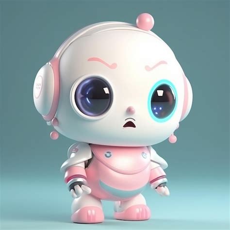 귀여운 만화 로봇 채팅 봇 캐릭터 Ai 생성 그림 프리미엄 사진