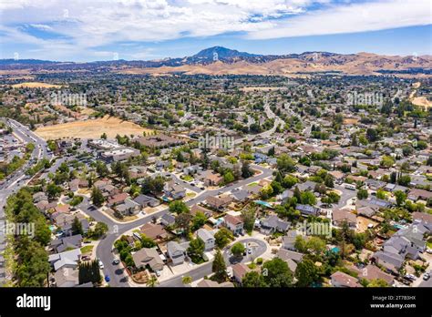 Aerial Images Over A Community In Antioch California With Houses With