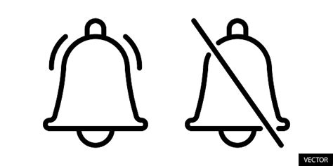 알림 벨 링 모드 및 알림 벨 끄기 흰색 배경에 격리 된 선 스타일 디자인의 자동 모드 벡터 아이콘 편집 가능한 스트로크 알림 아이콘에 대한 스톡 벡터 아트 및 기타 이미지