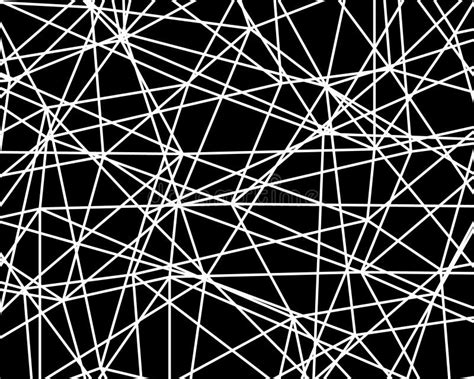 Thick White Lines On Black Background Abstract Geometric Line Art In Irregular Design Stock