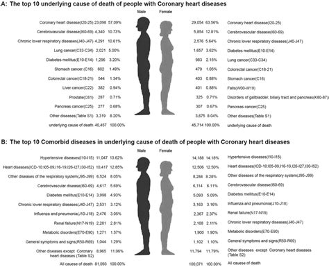sequence map of causes of death by sex a the top ten underlying causes
