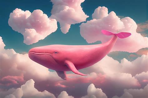 Premium Ai Image Pink Whale Flying In The Sky Generative Ai