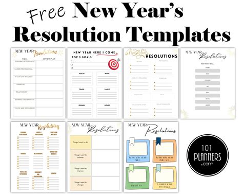 New Years Resolutions Printable Free Printable