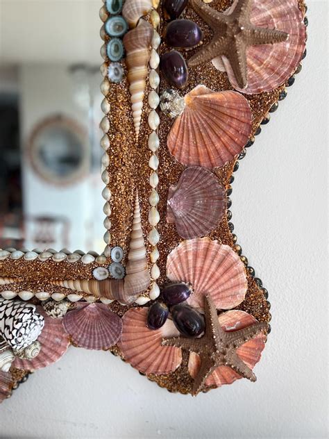 Seashell Mirror Seashell Art Hanging Shell Mirror Shell Art Coastal
