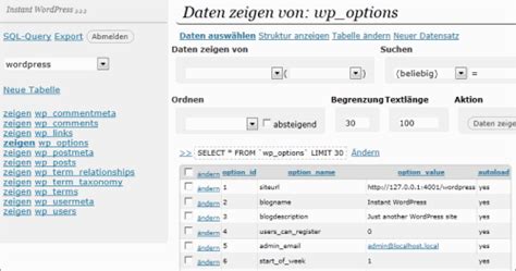 Wordpress Vier Datenbank Bzw Mysql Plugins