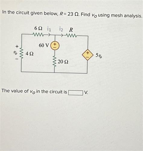 solved in the circuit given below r 23 2 find vo using
